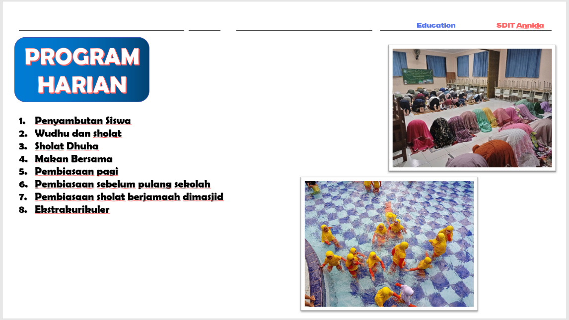 Program Sekolah - SD IT Annida Sokaraja